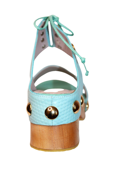 Flat sandals with wooden soles Aquamarine | REF 5651 – Bucaro International